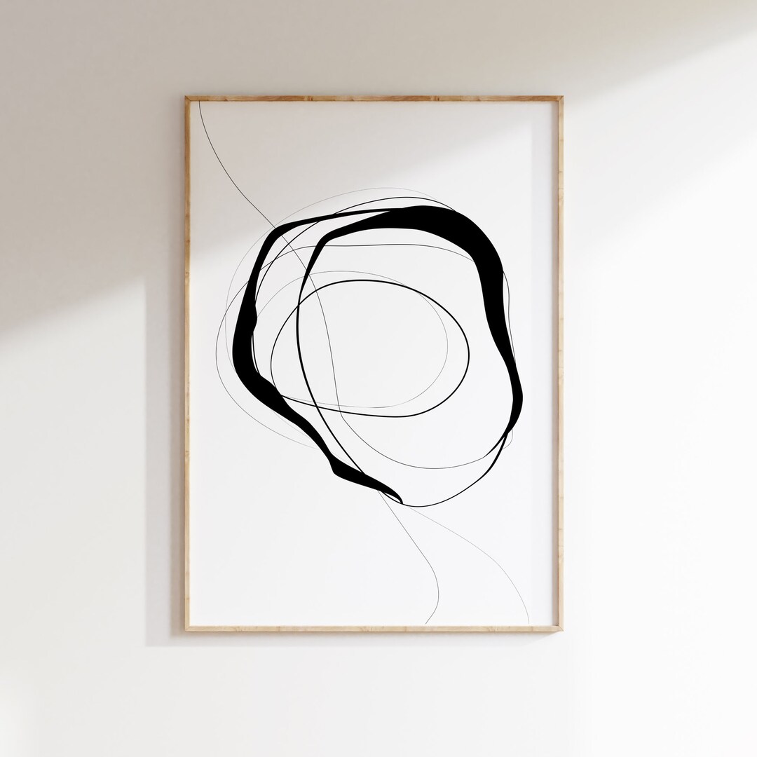 Black White Abstract Lines Print, Minimalist Modern Wall Art ...
