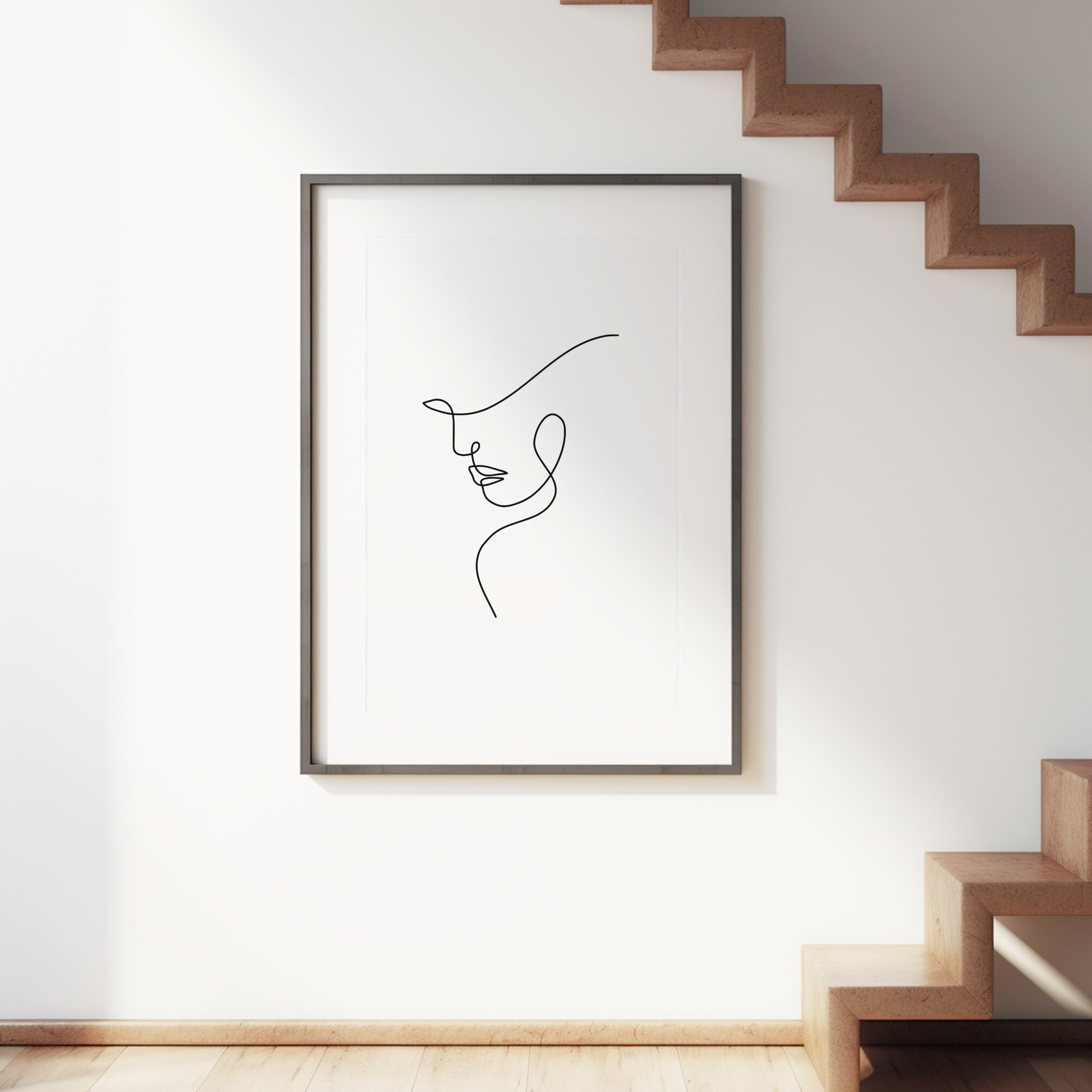 Female Line Art, Face Abstract Art Printable, One Line Drawing, Black ...