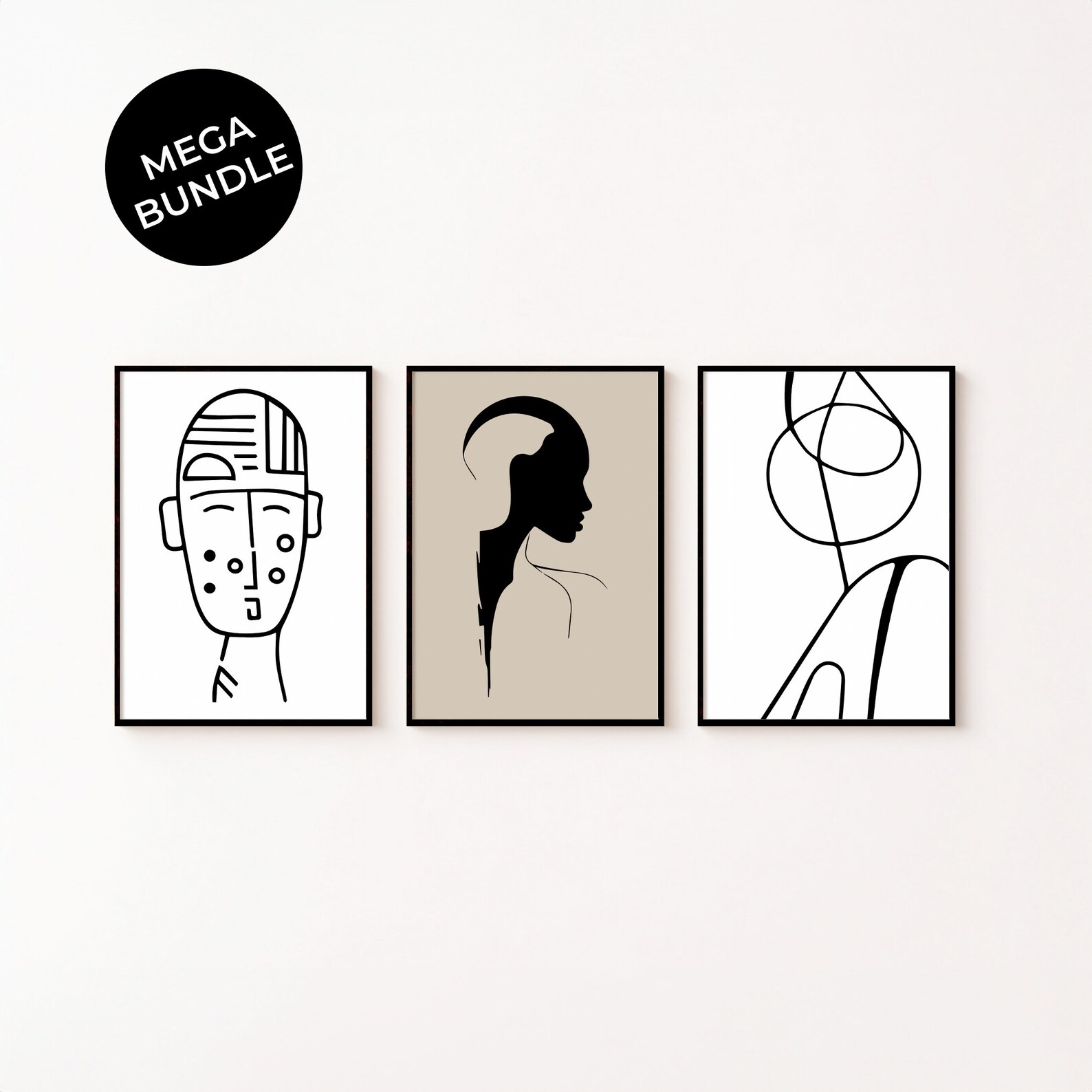 Mega Bundle Wall Art Neutral Gallery Wall Set Printable Art, Black ...