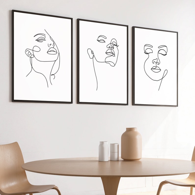 Female Line Art Print Set: Minimalist Woman Drawing (digital Download ...