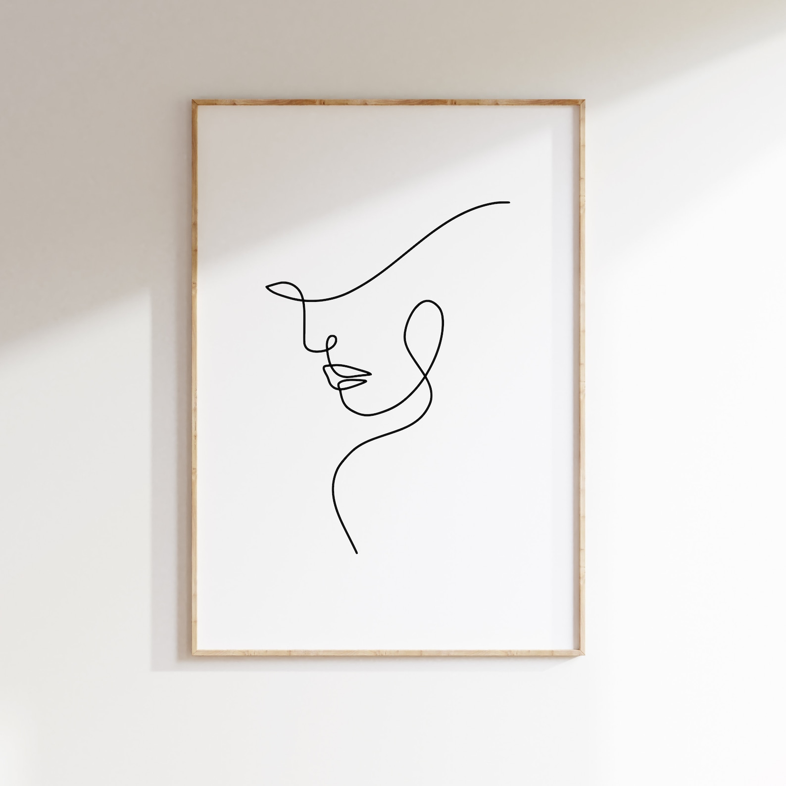 Female Line Art, Face Abstract Art Printable, One Line Drawing, Black ...