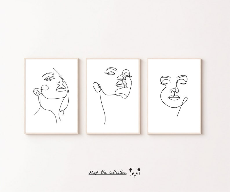 Female Line Art Print Set: Minimalist Woman Drawing (digital Download ...