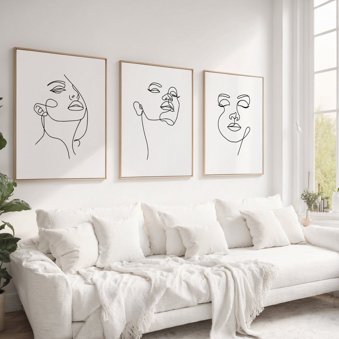 Female Line Art Print Set: Minimalist Woman Drawing (digital Download ...