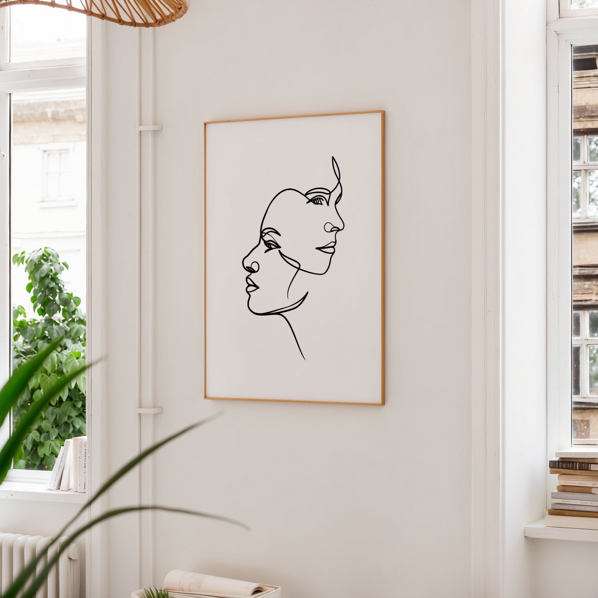 Continuous Line Art, Feminine Print, Printable Wall Art Modern Line ...