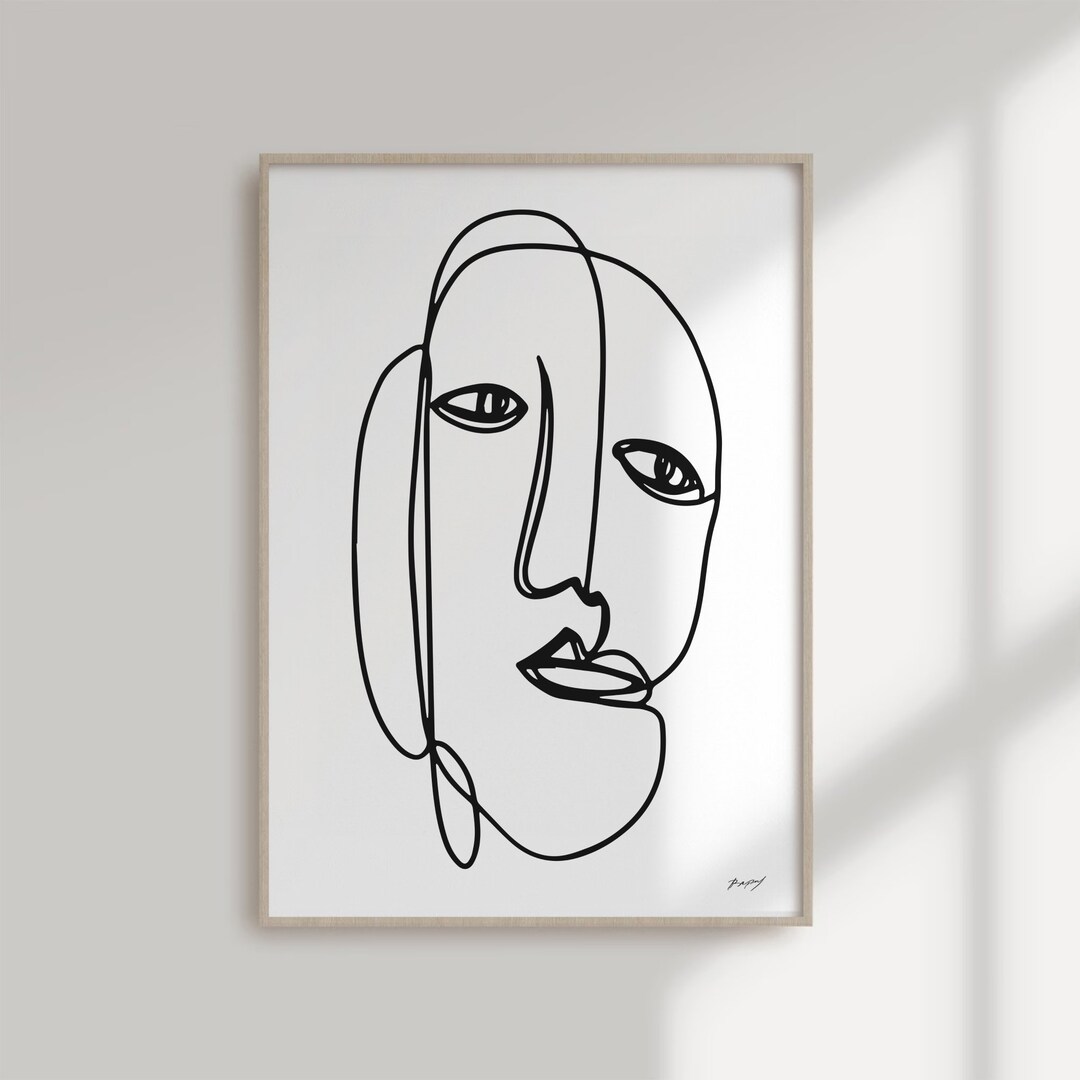 Abstract Line Art Faces, Minimalist Print Illustration Printables Wall ...