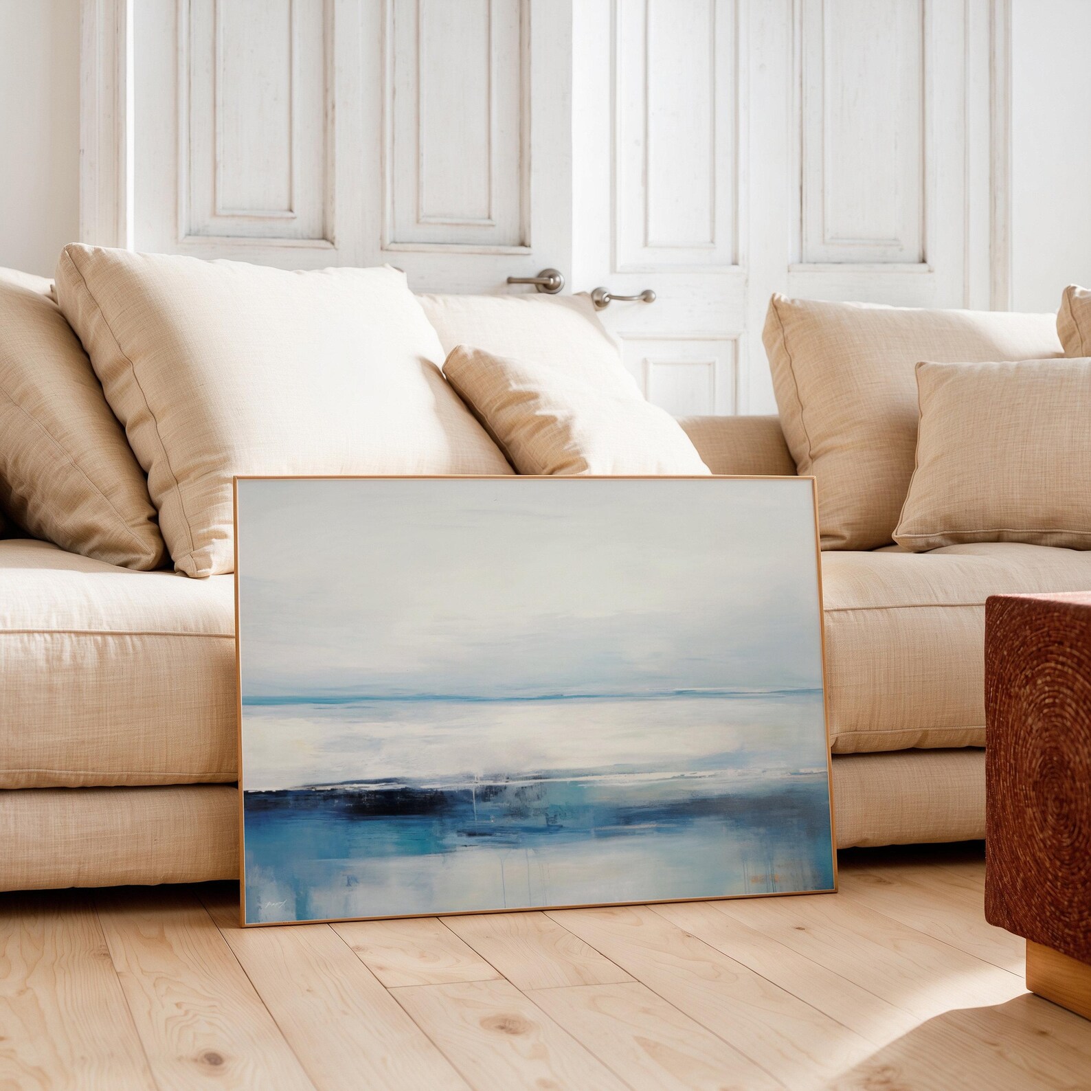 Minimalist Abstract Ocean Painting: Blue Seascape Brush Strokes Art - Etsy