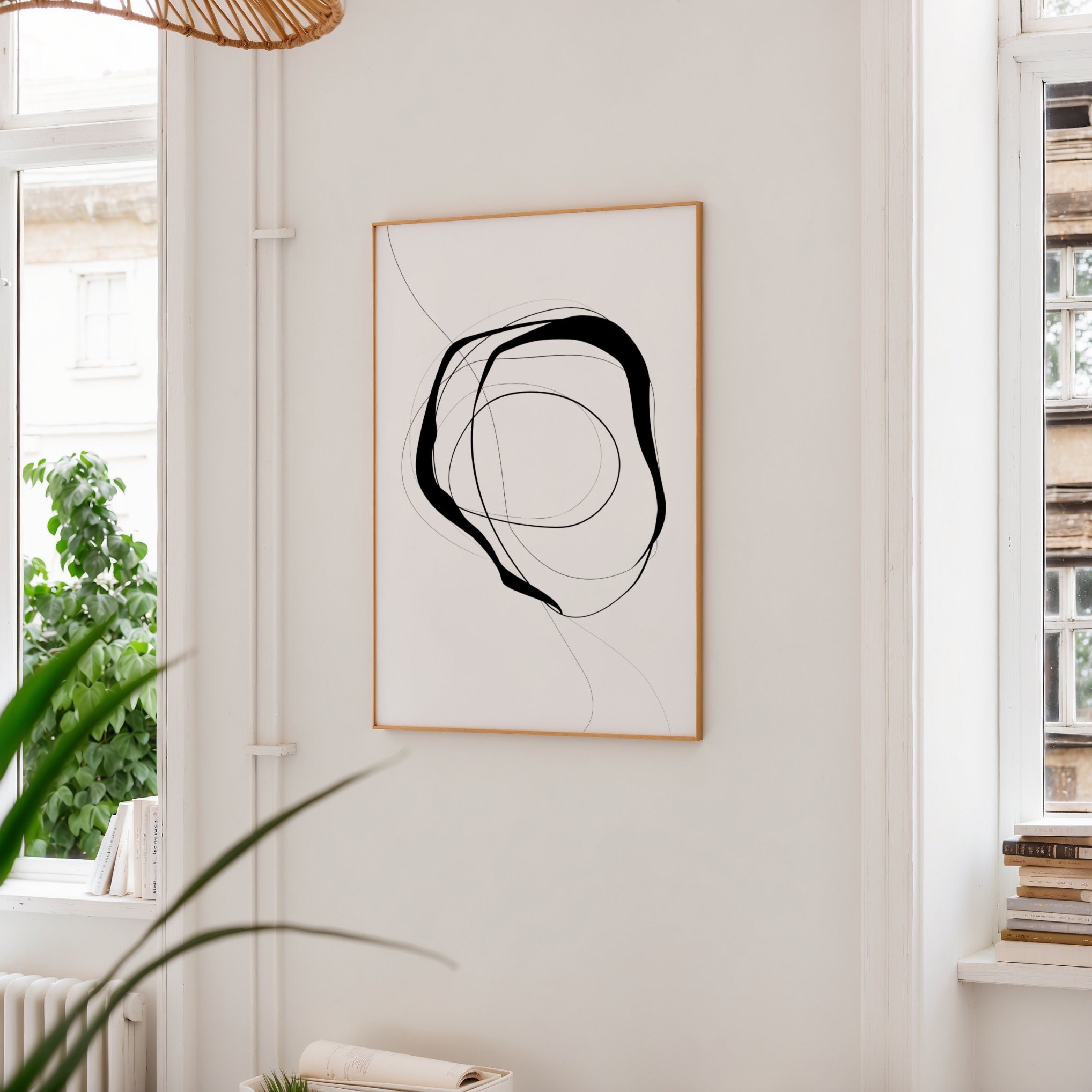 Black White Abstract Lines Print, Minimalist Modern Wall Art ...