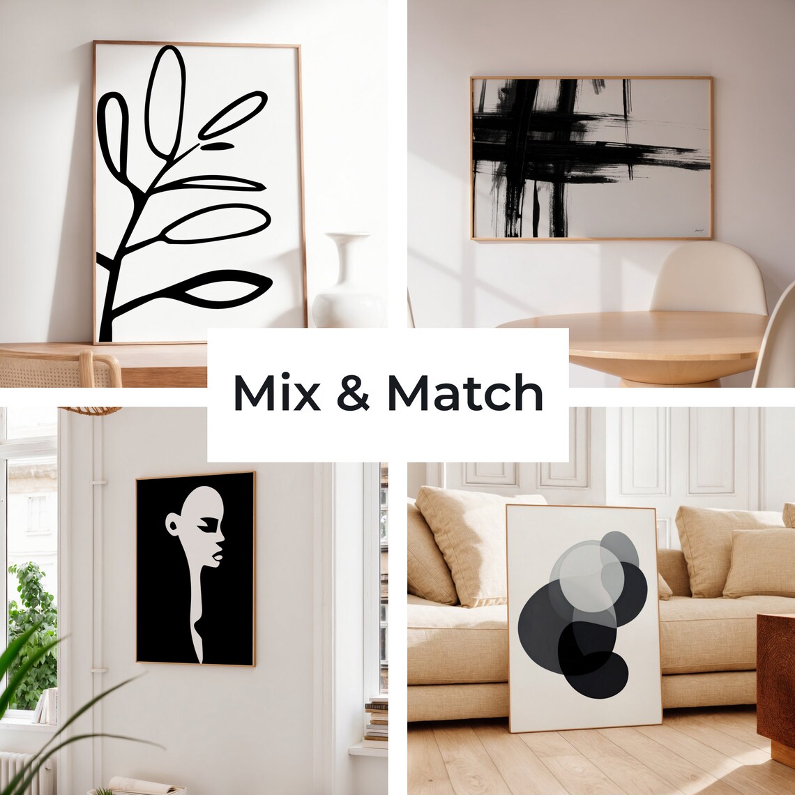 Mega Bundle Wall Art Neutral Gallery Wall Set Printable Art, Black ...