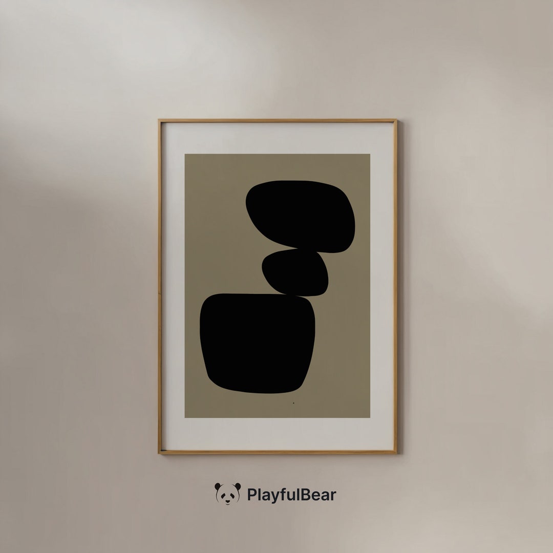 Abstract Balance Art, Shapes Poster Minimalist Print, Black and Beige ...