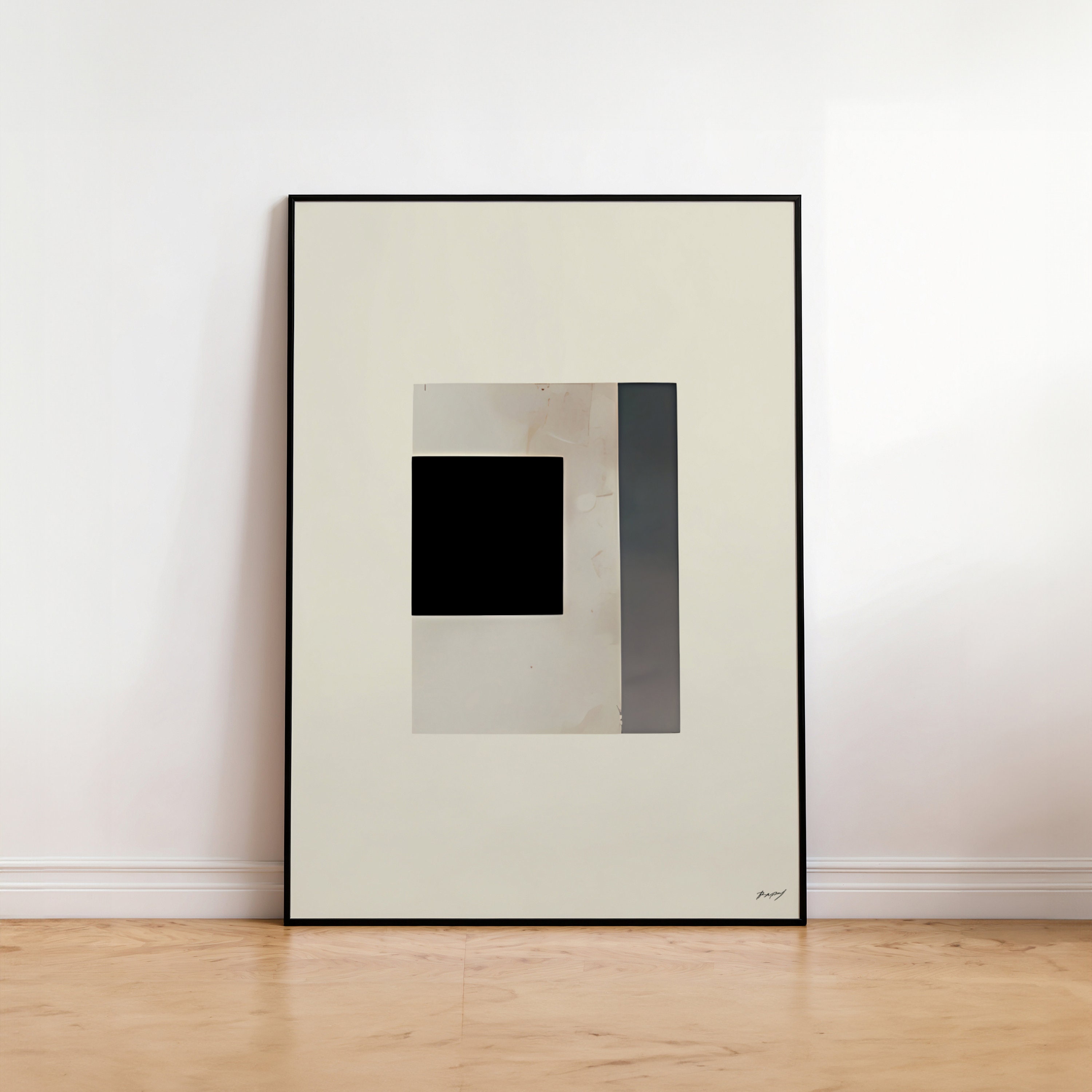Minimalist Geometric Art Print: Black Beige Japandi Decor (digital ...