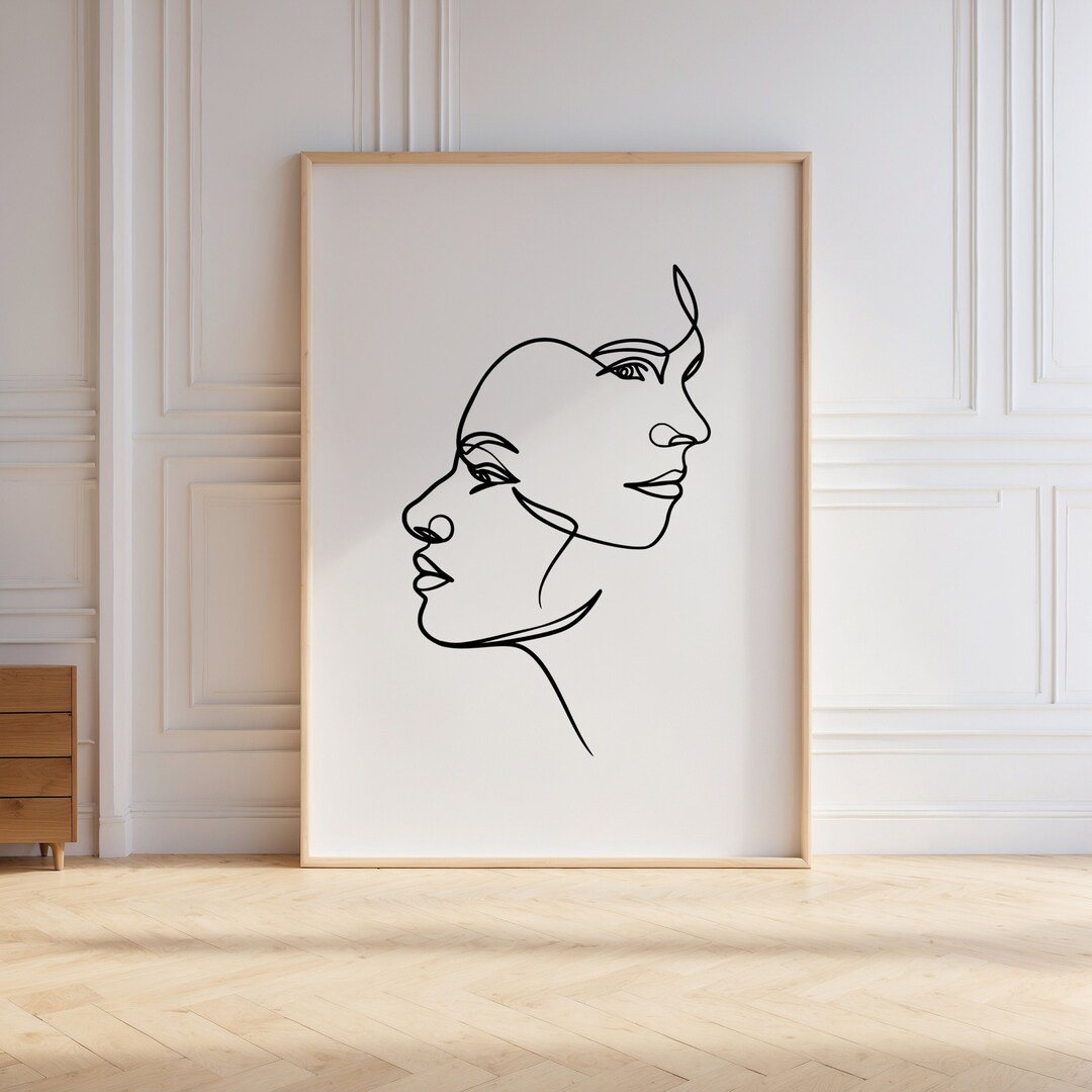 Continuous Line Art, Feminine Print, Printable Wall Art Modern Line ...
