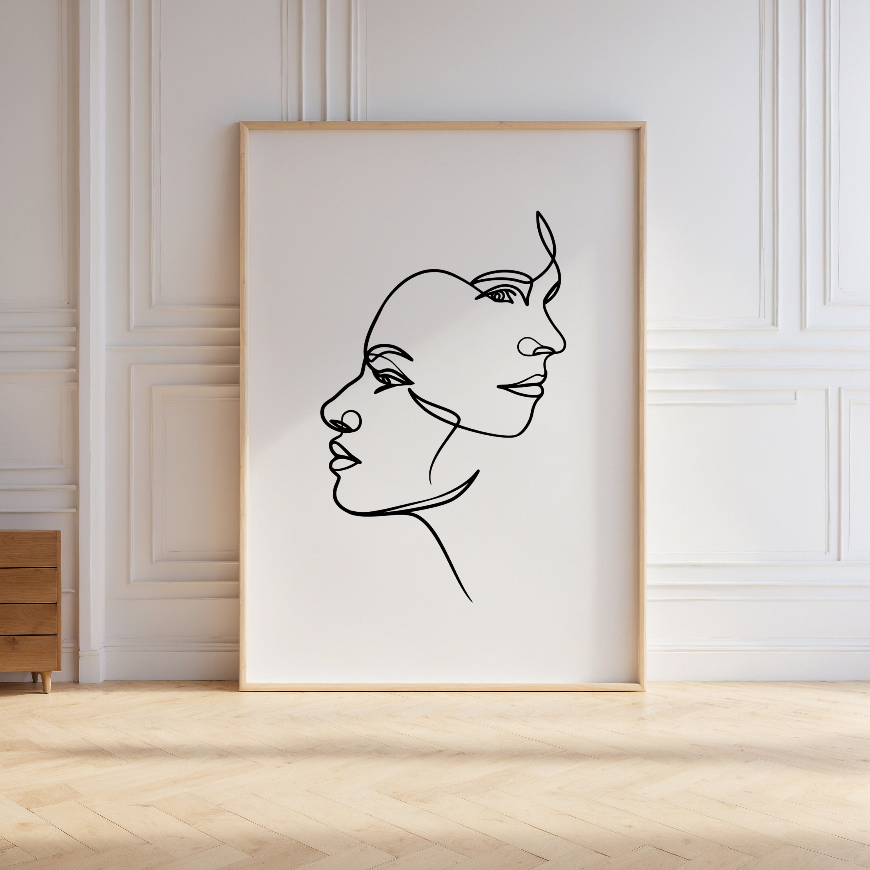 Continuous Line Art, Feminine Print, Printable Wall Art Modern Line ...