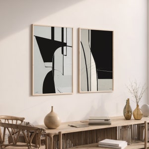 Abstrakte 2er-Set Prints, geometrische Formen, abstrakte Kunst, abstrakte Kunst, Midcentury ...