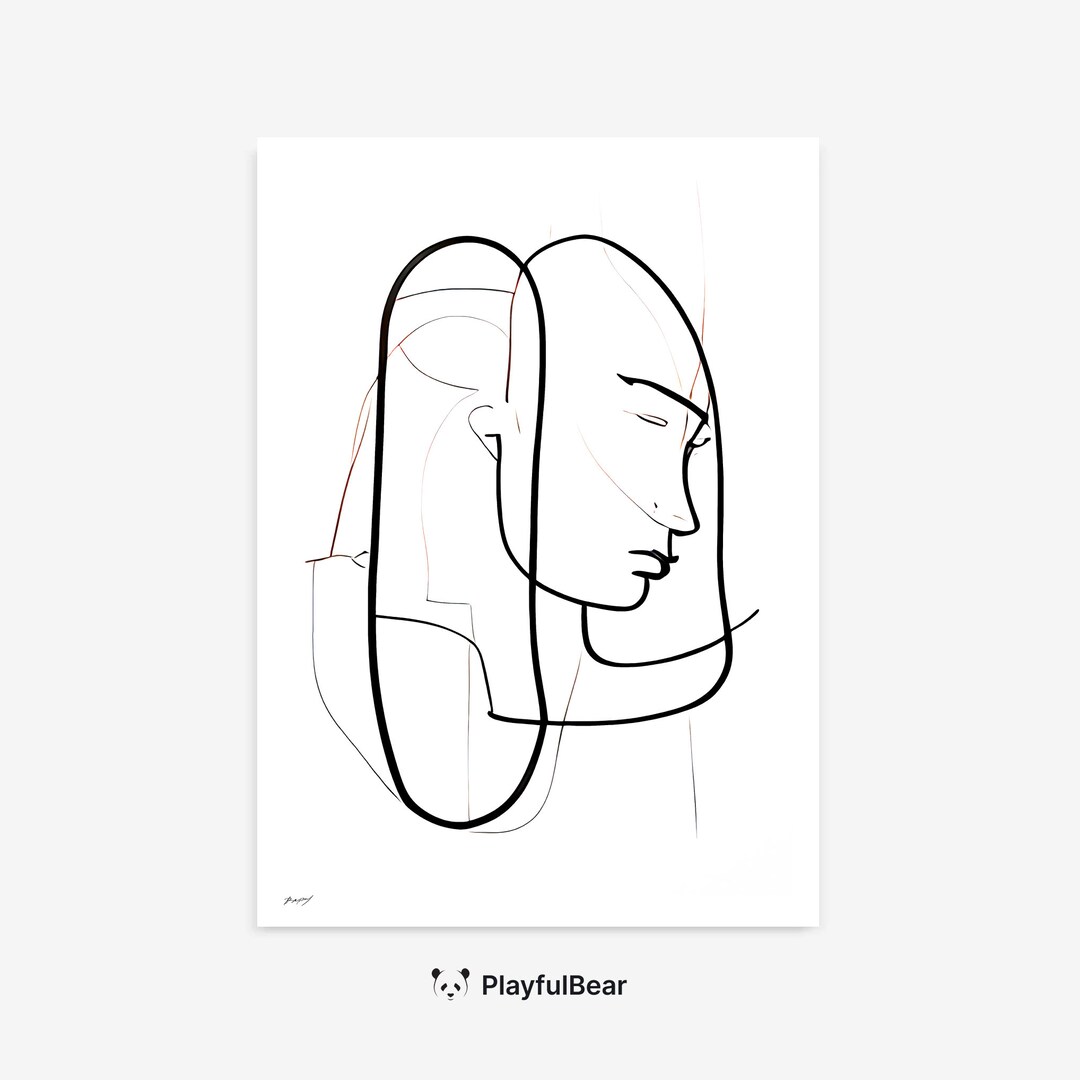Abstract Face Line Art Print, Nordic Minimalist Decor (digital Download ...