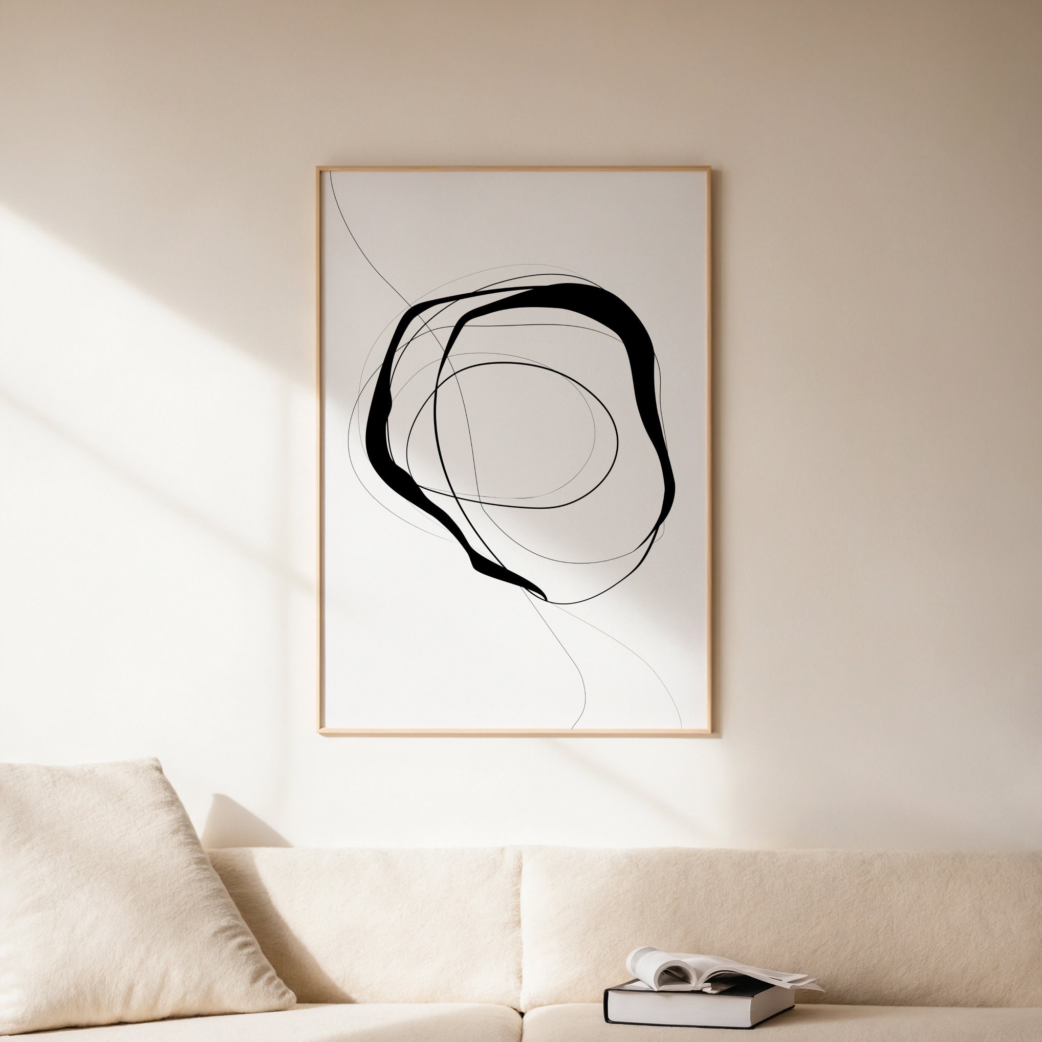 Black White Abstract Lines Print, Minimalist Modern Wall Art ...