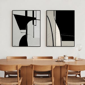 Abstrakte 2er-Set Prints, geometrische Formen, abstrakte Kunst, abstrakte Kunst, Midcentury ...