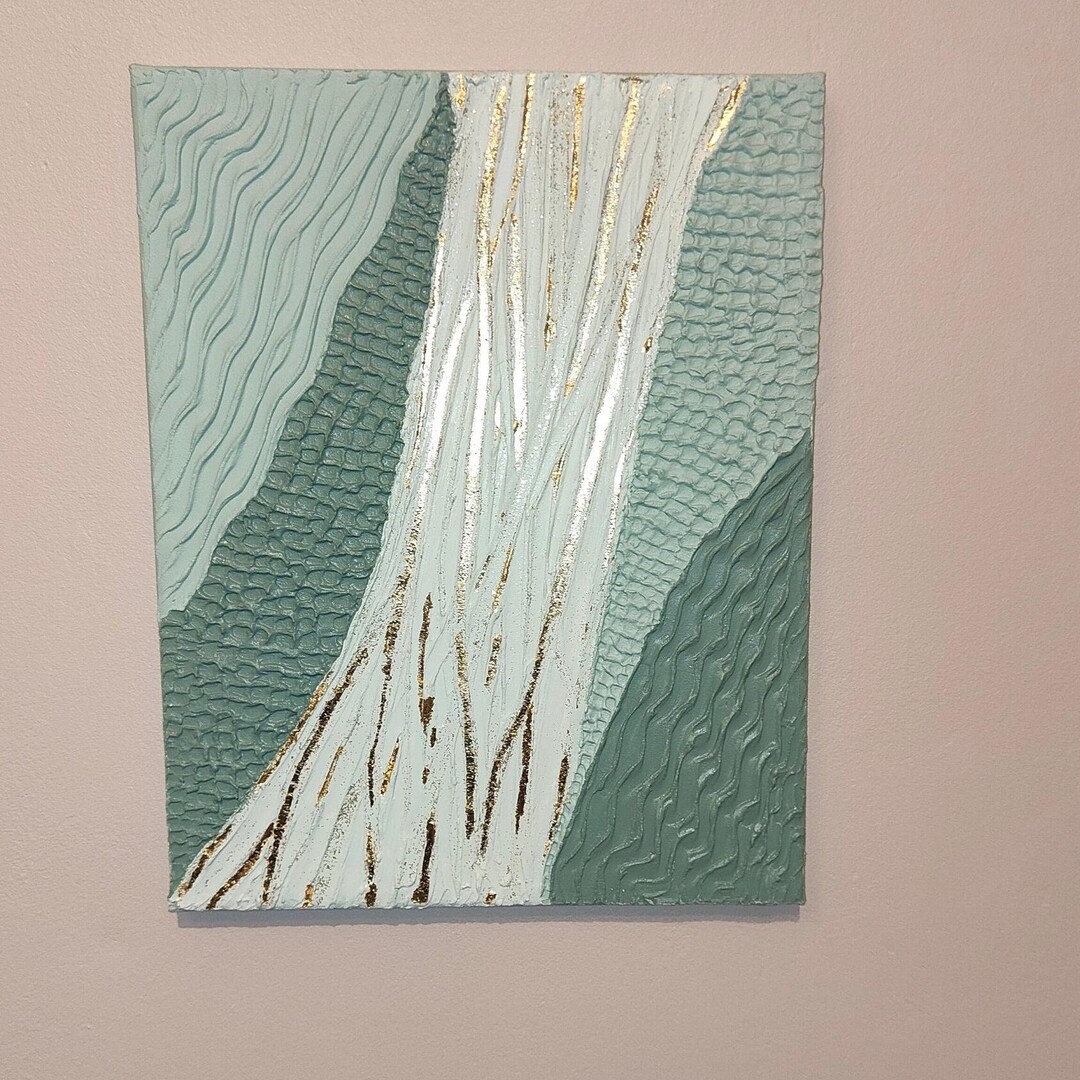 Tableau décoratif relief texturé scintillant et doré et vert - Etsy France