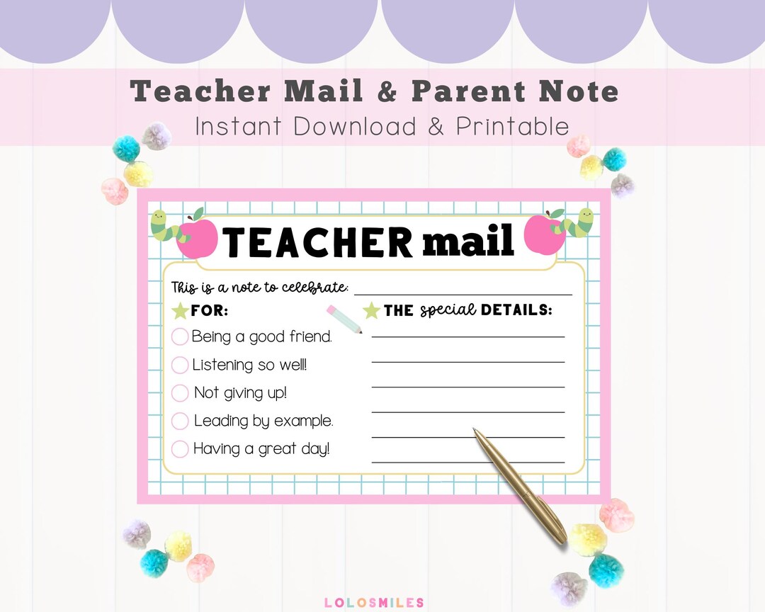 Teacher Note Template, Student Behavior Management, Happy Mail From ...