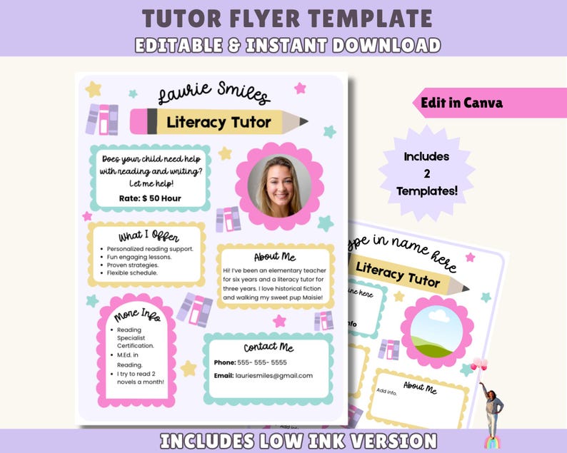 Editable Tutor Flyer Template: Summer Tutoring Services (instant ...