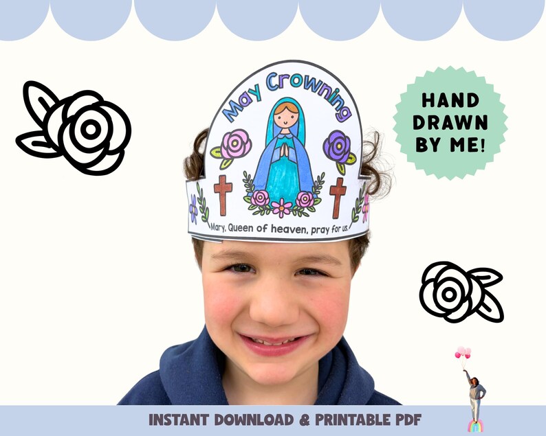 May Crowning Craft, Mother Mary Paper Crown, Catholic Kids Activity ...