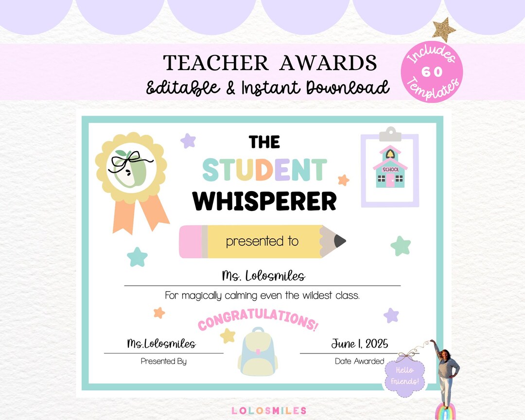 Editable Teacher Awards & Certificate | Funny Teacher Award Templates ...