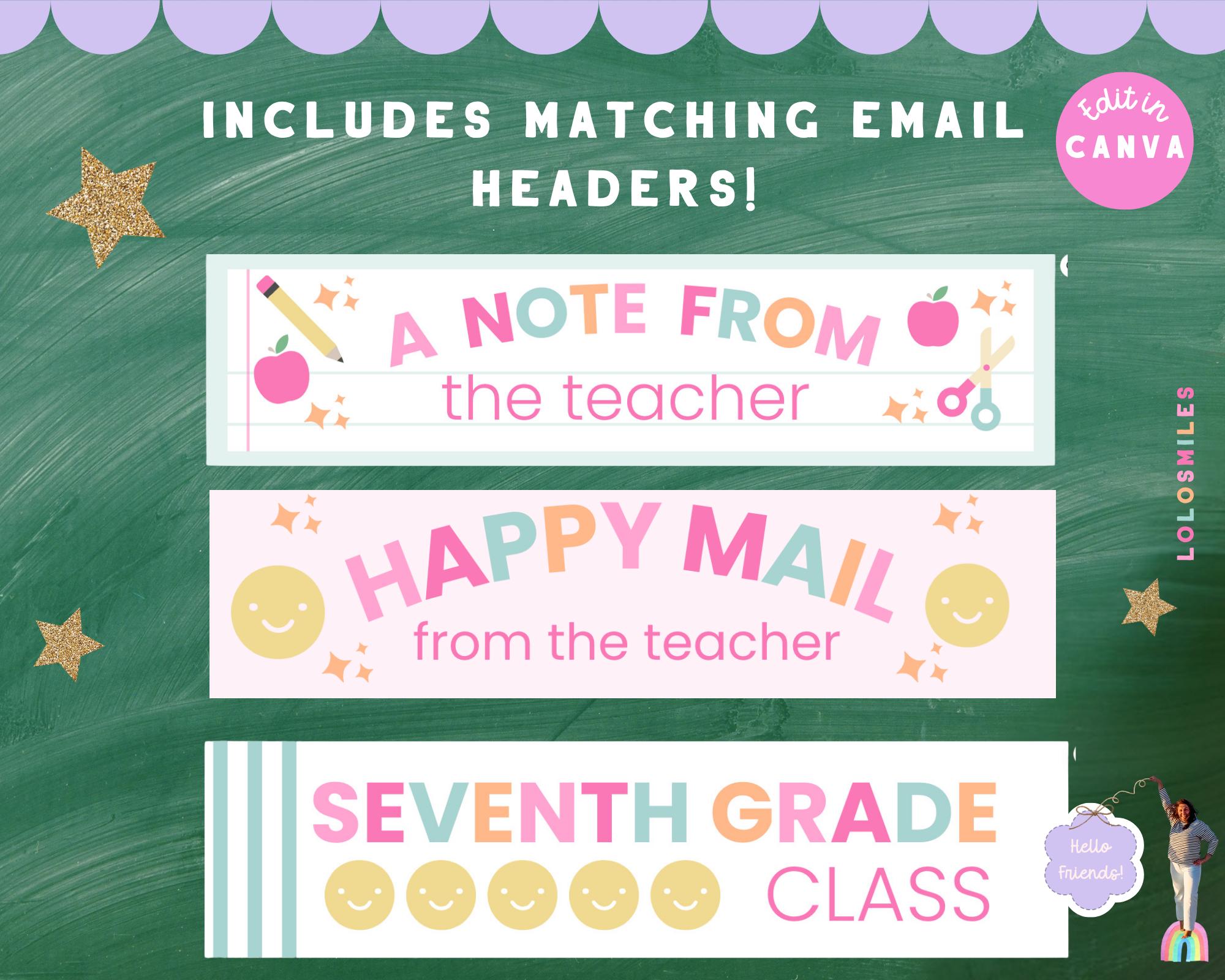 Teacher Email Signature Template, Editable School Newsletter Header ...