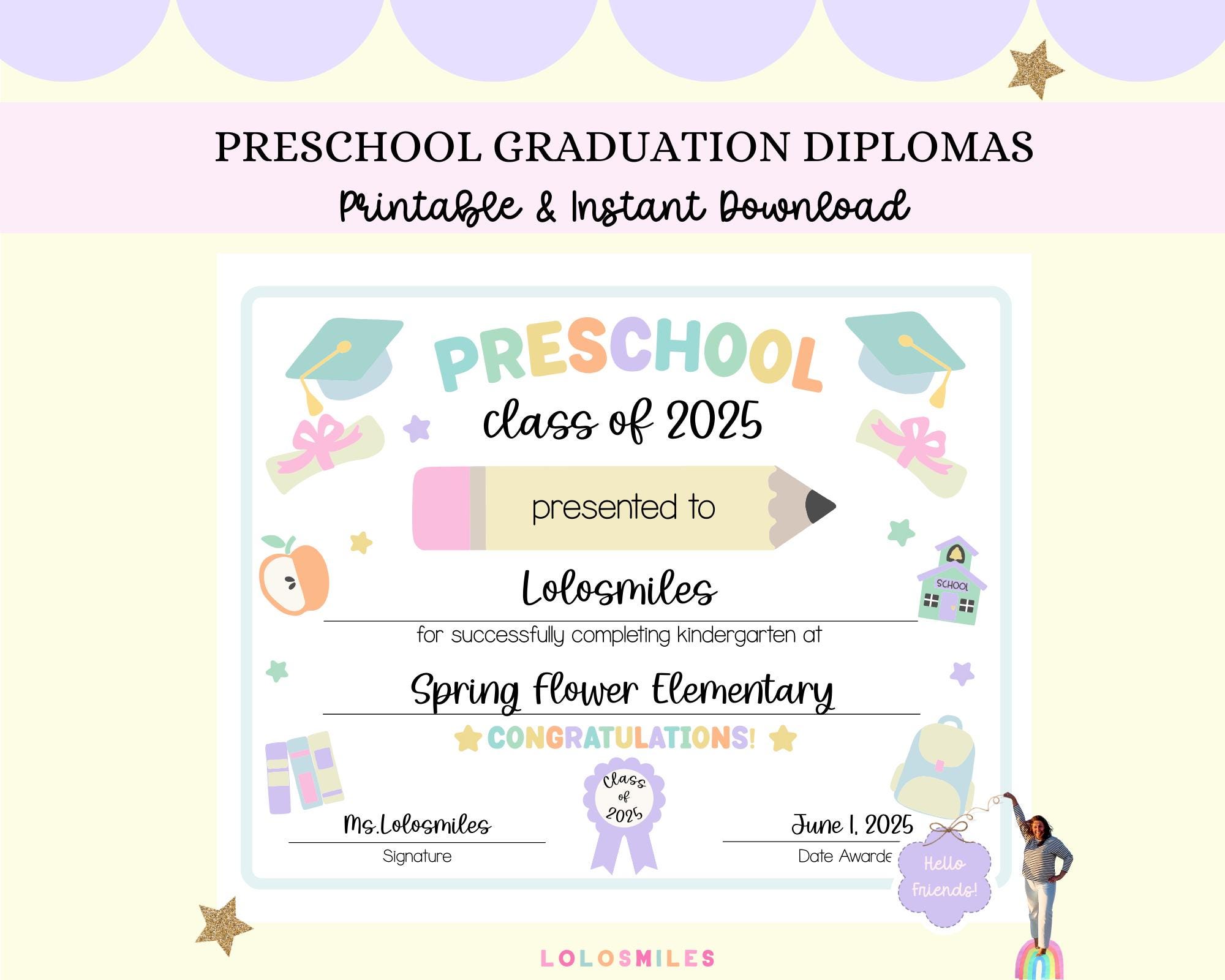 Editable Preschool Graduation Certificate for Kids | Kindergarten ...