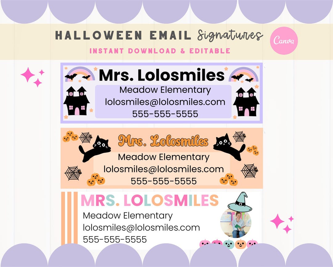 Spooky Halloween Email Signature Bundle for Teachers and Newsletters ...