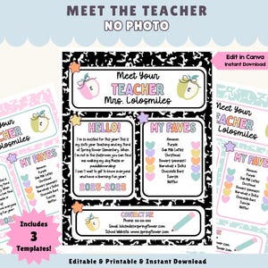 Meet the Teacher Editable Template, No Photo, Composition Notebook, All ...