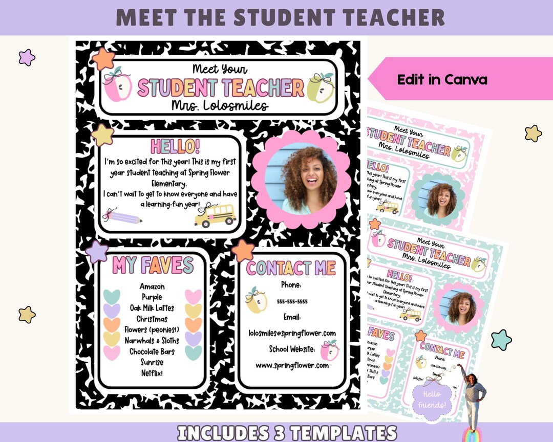 Meet the Student Teacher Template: Composition Notebook Flyer (canva ...
