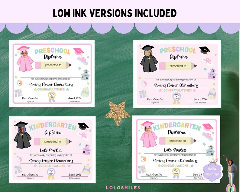 Editable Preschool Graduation Certificate With Photo: Keepsake Diploma ...