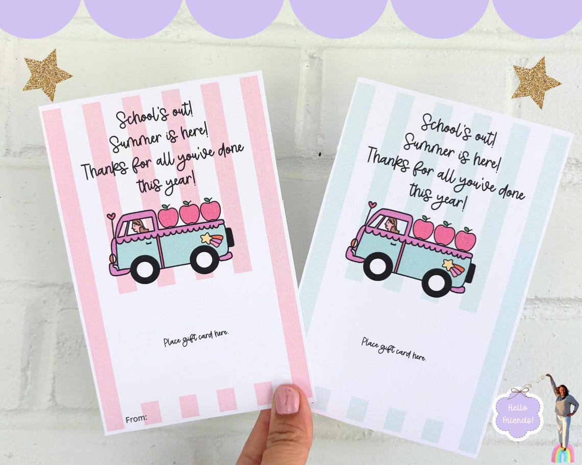 Teacher Gift Card Holder – Hand Drawn Mini Bus (printable PDF) - Etsy