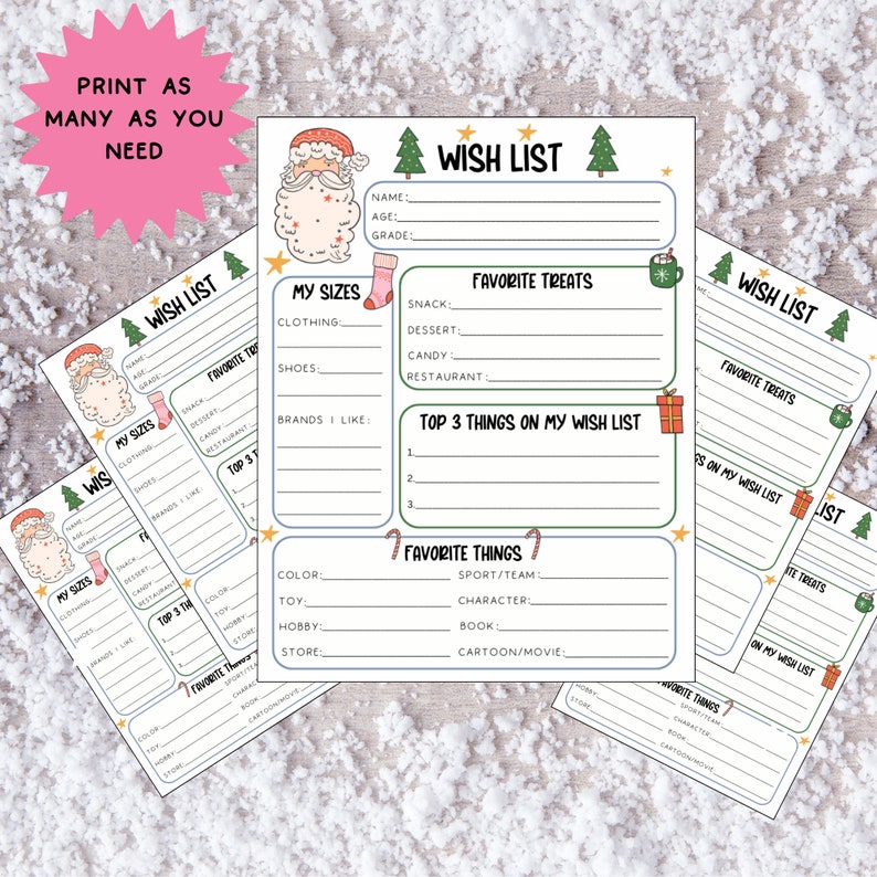 Cute Santa Letter, Letter to Santa, Kids Christmas List, Fill in the ...