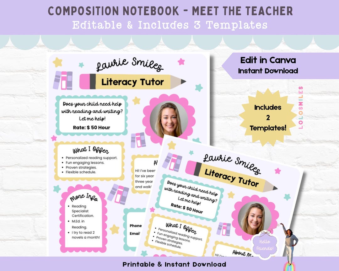 Tutor Flyer Editable, Summer Tutor Template, Meet the Tutor, Instant ...