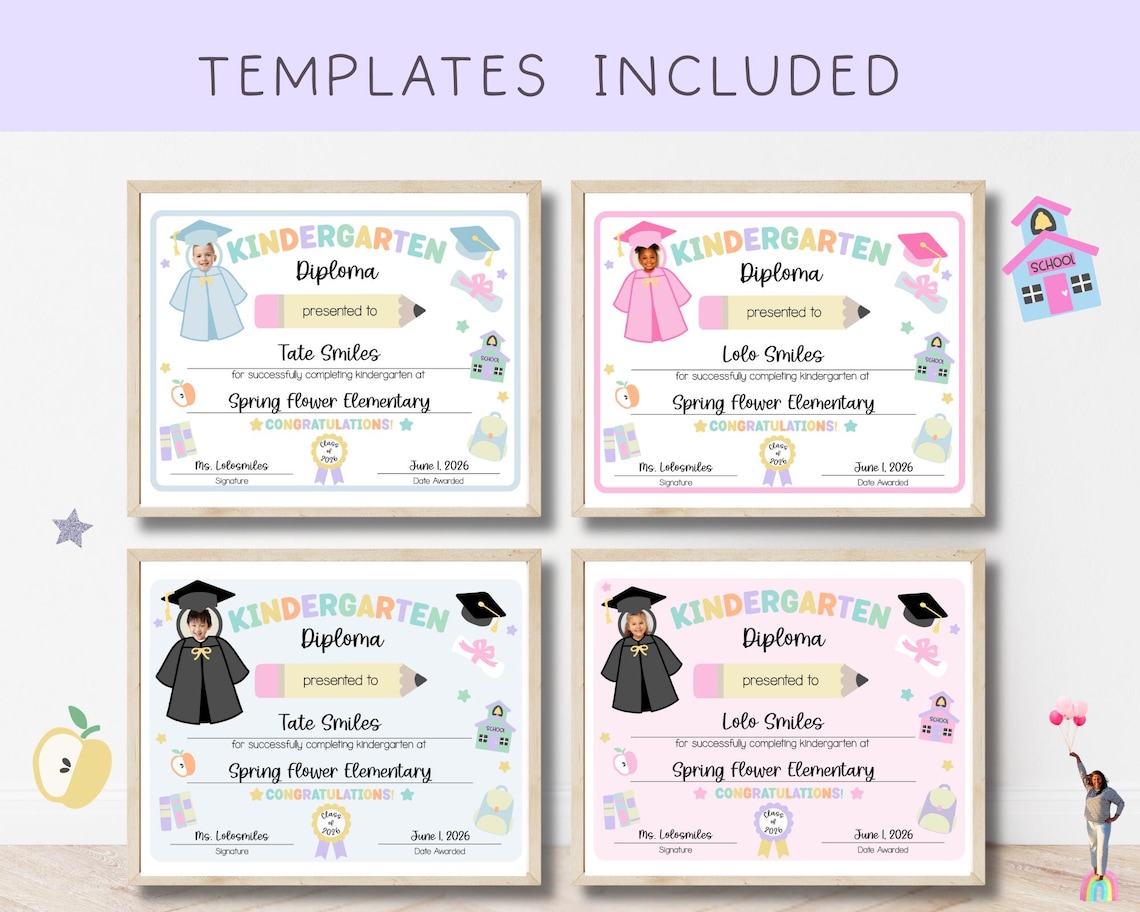 Preschool Certificate Graduation Diploma With Photo, Editable Canva ...