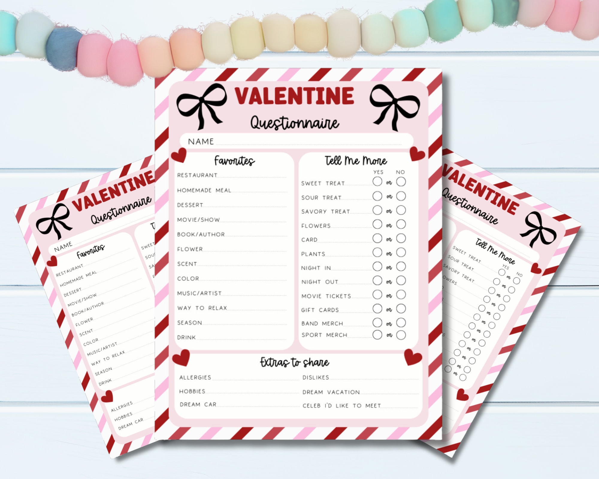 Valentine Questionnaire, Galentines Day Game, Favorite Things List ...