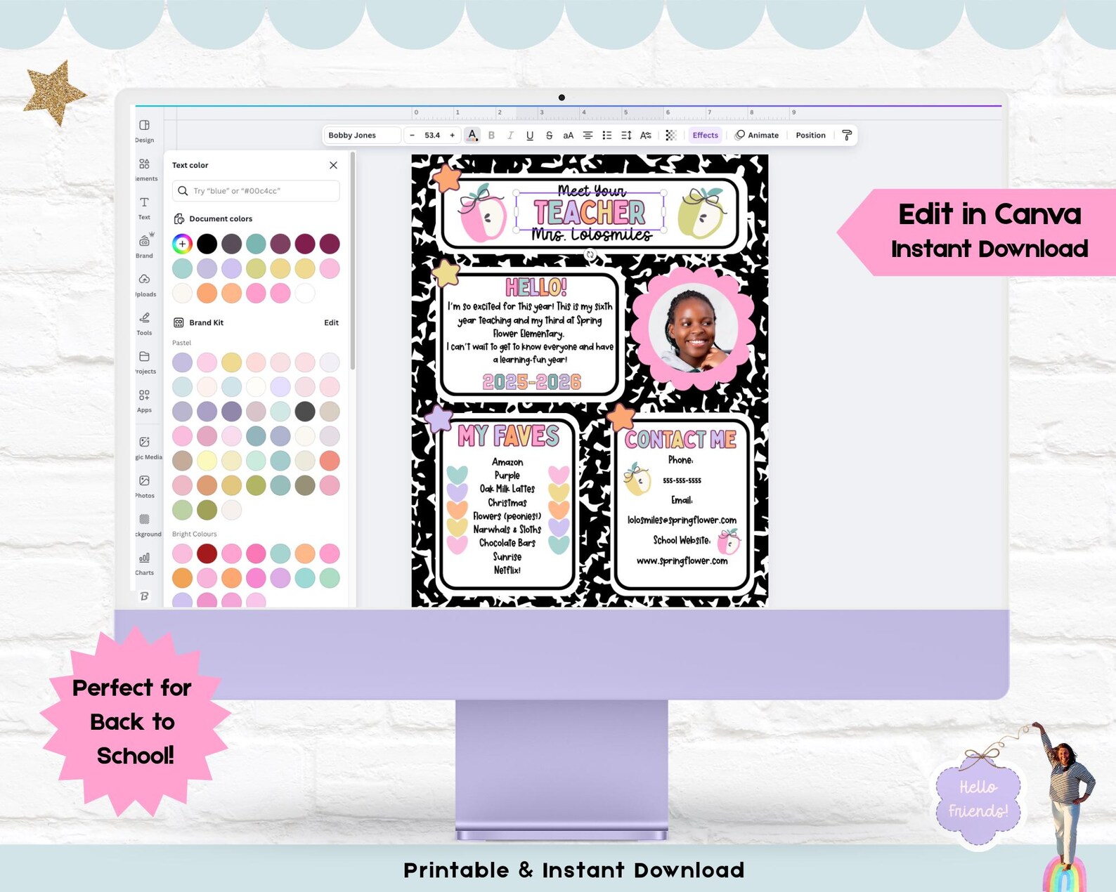 Meet the Teacher Template, Composition Notebook Design (digital ...