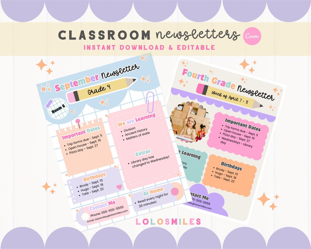Pastel Classroom Newsletter Templates: Editable Canva Design (digital ...