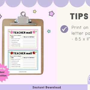 Printable Teacher Note Template: Student Behavior Management (PDF ...