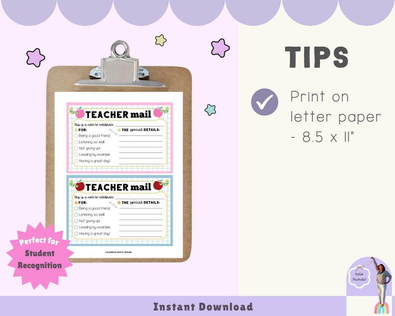 Printable Teacher Note Template: Student Behavior Management (PDF ...