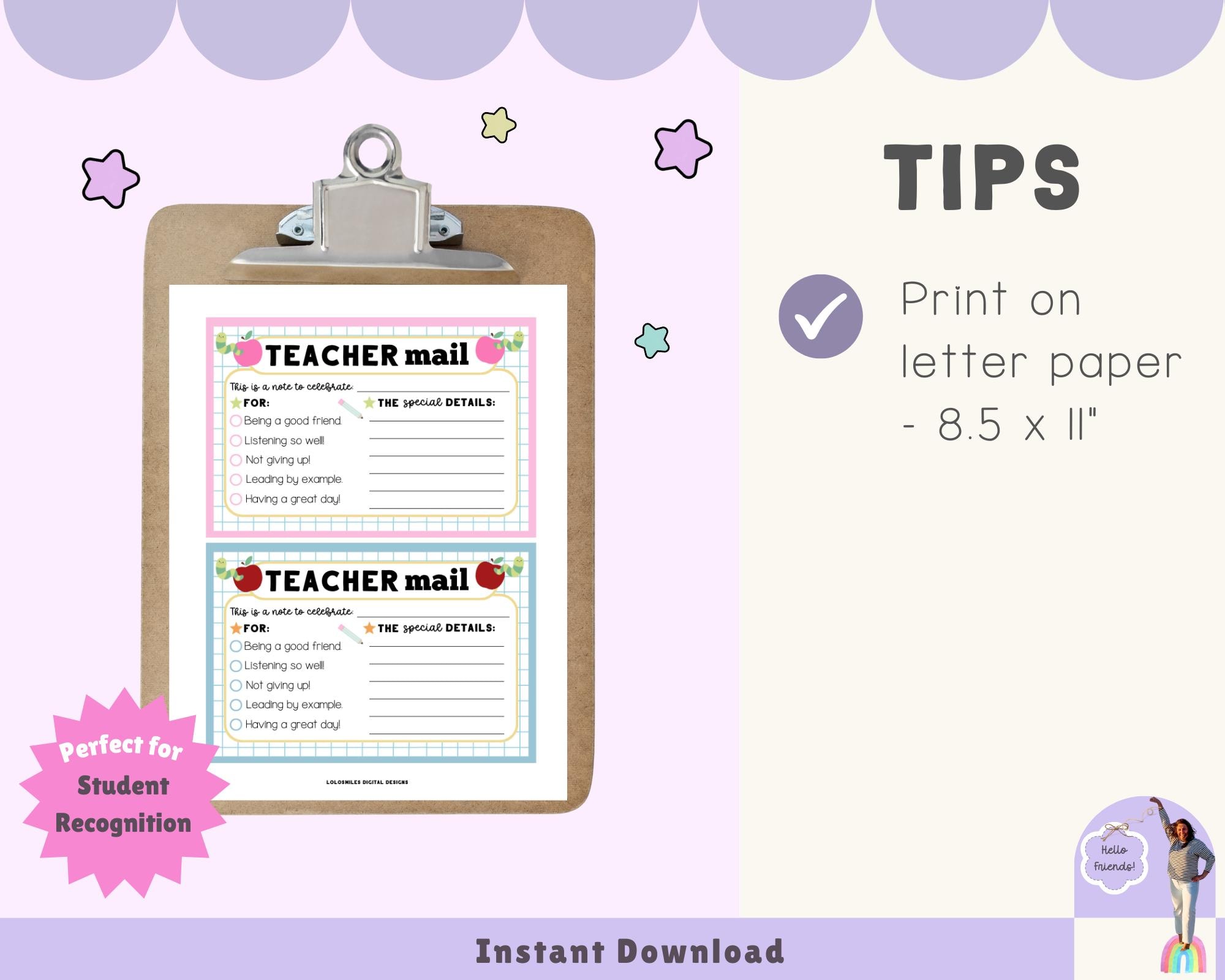 Printable Teacher Note Template: Student Behavior Management (PDF ...