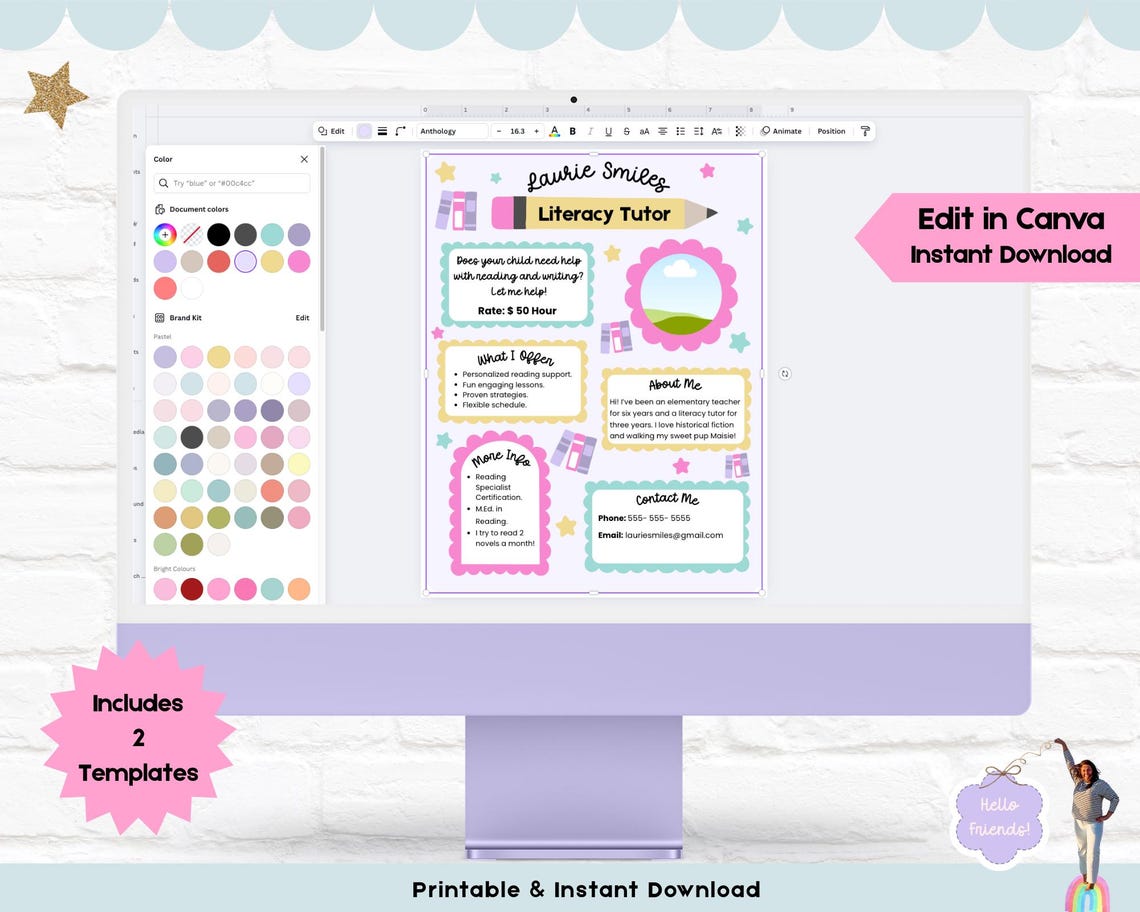 Tutor Flyer Editable, Summer Tutor Template, Meet the Tutor, Instant ...