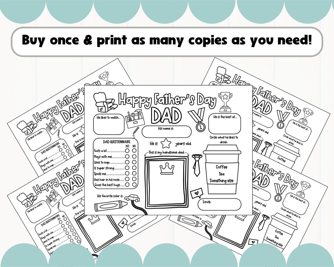 All About My Dad, Father's Day Card, Dad Fill-in-the-blanks, Father's ...