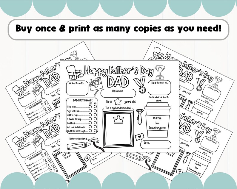 All About My Dad, Father's Day Card, Dad Fill-in-the-blanks, Father's ...