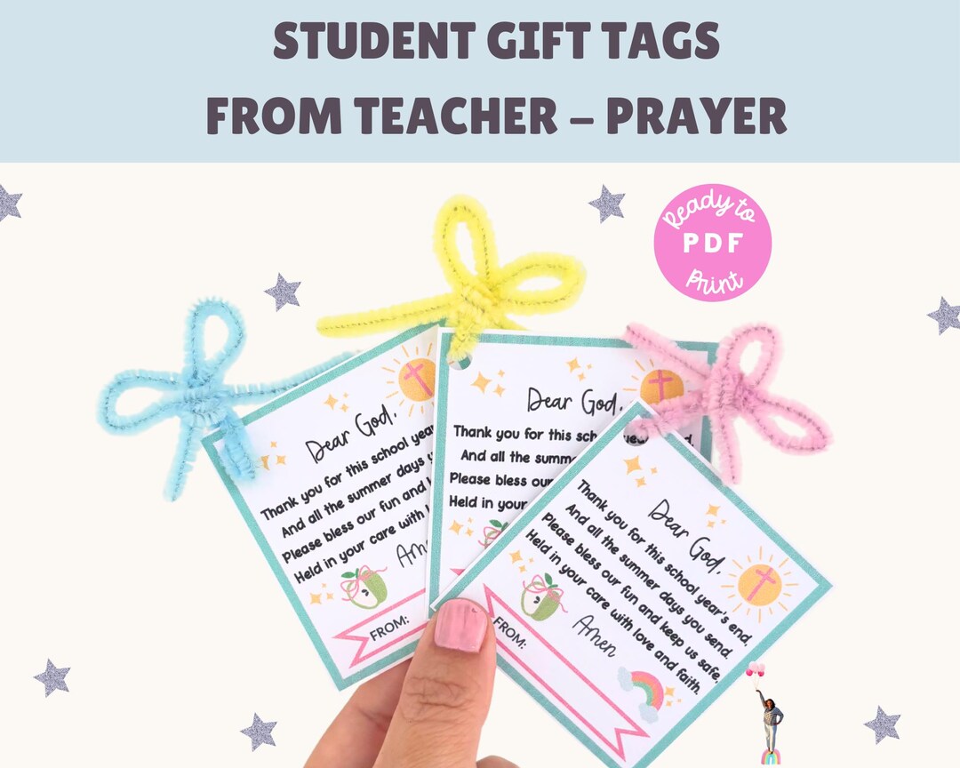 Printable Religious Student Gift Tags: End of Year Prayer (PDF Download ...