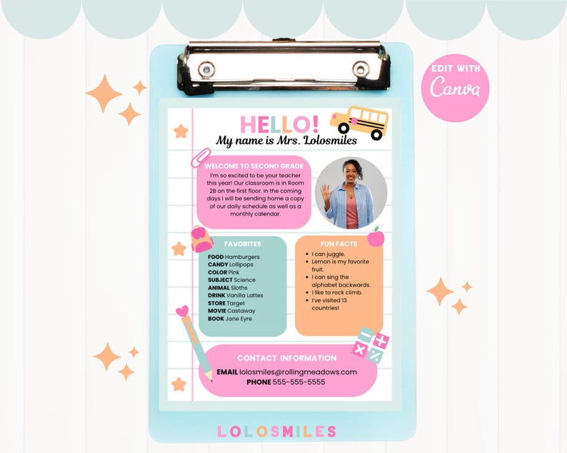 Meet the Teacher Editable Template, All About My Teacher, Pastel ...