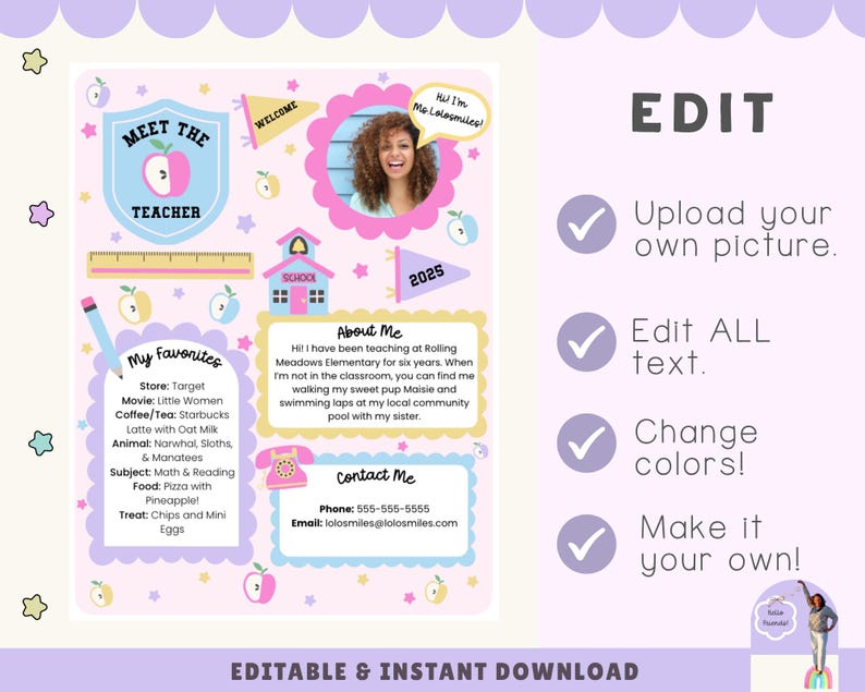 Pastel Meet the Teacher Template: Editable Canva Intro (PDF Download ...