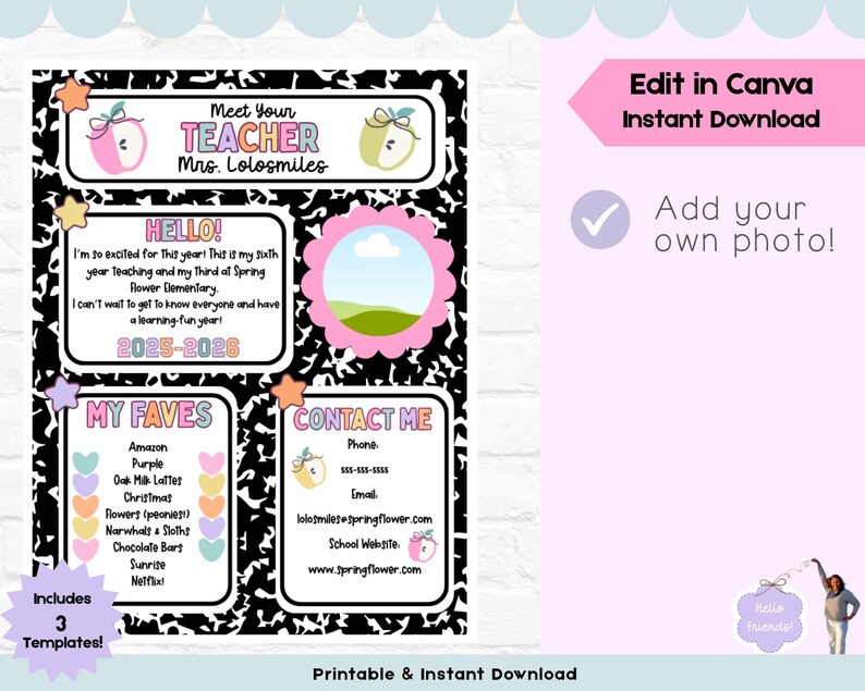 Meet the Teacher Editable Template, Composition Notebook, Back to ...