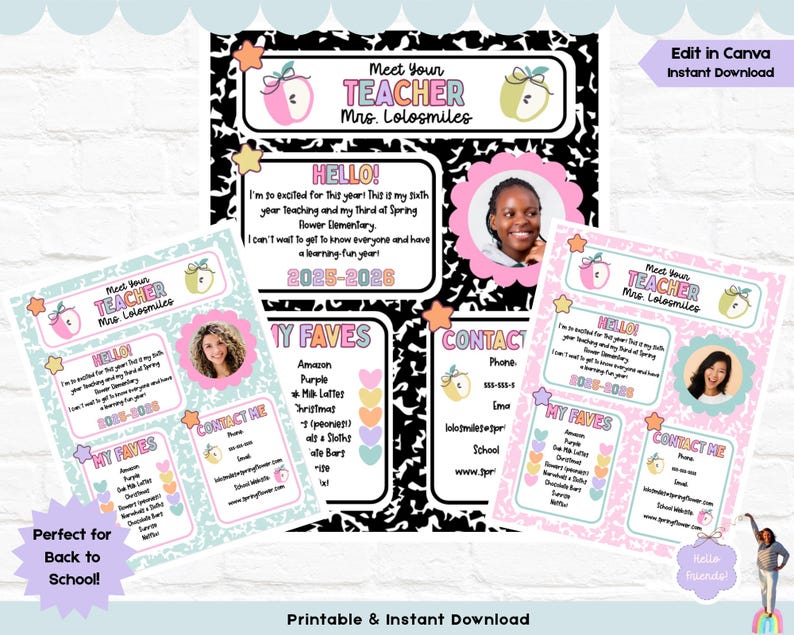 Meet the Teacher Editable Template, Composition Notebook, Back to ...