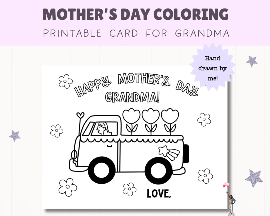 Grandma Mother's Day Printable Coloring Card From Grandkids| (instant ...